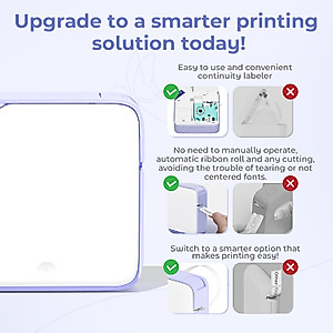Vixic Label Maker Machine with Tape, Mini Portable Purple Label Maker Printer D1600 Connected Smartphone via Bluetooth, Multiple Stickers, Fonts, Borders for Home/School/Office Organization