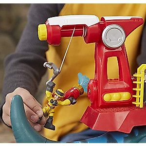 Chomp Squad Playskool Blazeasaurus and Sparks McKenzie, 20-Inch Brachiosaurus Dinosaur Firefighter Toy and Action Figure for Kids 3 and Up