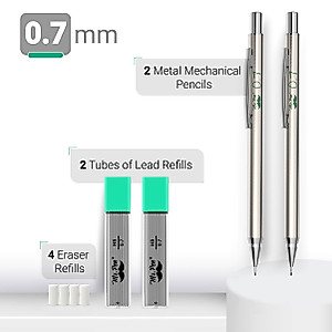 Mr. Pen- Metal Mechanical Pencils, 0.7mm, 2 Pack, Lead Pencil, Metal Mechanical Pencil, Metal Mechanical Pencils 0.7, Drafting Mechanical Pencils, Mechanical Pencil Metal, Mechanical Pencils .7