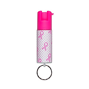 SABRE Pepper Spray With Key Ring, 25 Bursts, 10-Foot (3-Meters) Range, UV Marking Dye, Twist Lock Safety, Supports The National Breast Cancer Foundation (NBCF), Pink