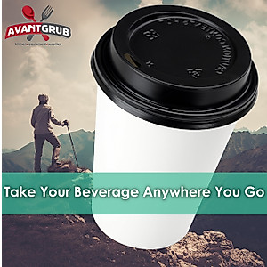 White 12 Oz Paper Coffee Cups With Recyclable Dome Lids, 100 Pk. BPA Free Disposable Drink Cup Set for Serving Hot Tea and Lattes at Kiosks, Shops, Cafes, or Concession Stand