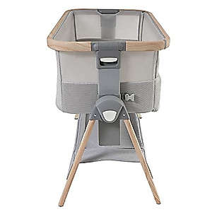 Venice Child California Dreaming Bedside Crib Bassinet w/Travel Bag, Removable Compressed Cotton Mattress, Height Adjustable, Easy Clean - Grey