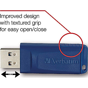 Verbatim 8GB Retractable USB 2.0 Flash Thumb Drive with Microban Antimicrobial Product Protection – Five Pack Blue