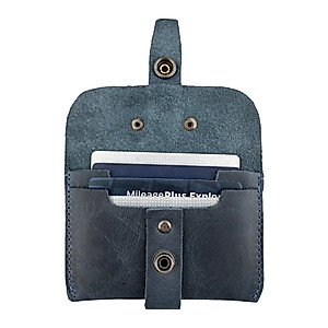 Hide & Drink, Card Holder Handmade from Full Grain Leather - Classy, Professional, Money Organizer, Compact Storage for Debit & Credit Cards - Slate Blue