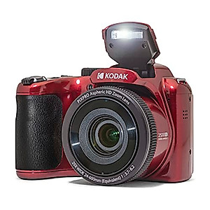KODAK PIXPRO Astro Zoom AZ255-RD 16MP Digital Camera with 25X Optical Zoom 24mm Wide Angle 1080P Full HD Video and 3" LCD (Red)