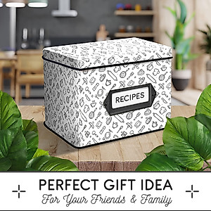 Kitchen Storage Accessories recipe box | recipe box with cards | decorative tin box | recipe box includes 24 cards and 12 dividers | gift box | recipe card box