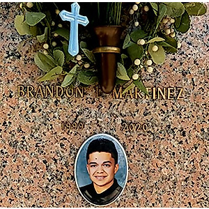 Ceramic Memorial Photo Tile - Oval Picture for headstones. Photo Memorial Plaque. 4.7" x 3.5". Large Size. 100% Weatherproof.