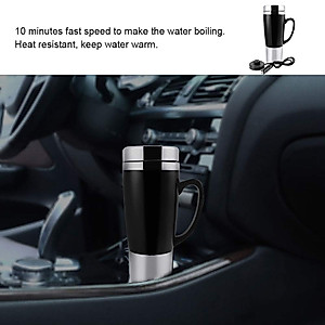 12V Car Kettle Boiler - 450ml Electric Water Insulated Car Mug - Travel Heating Cup Kettle - Car Heating Travel Cup - for Hot Coffee/Milk/Tea(Black)