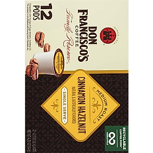 Don Francisco's Hazelnut Flavored K-Cup, Cinnamon, 12 Count