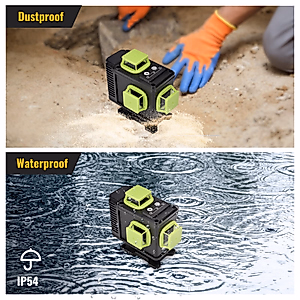 16 Lines Laser Level Self Leveling 4x360 4D Green Cross Line Laser Level with 2 Rechargeable Batteries & Magnetic Lifting Base for Picture Hanging Construction Wall Writing Tile Installation