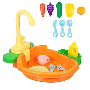 1 Set Children's Wash Basin Sink Toy with Running Gifts Educational Toys Children’s Toys Kitchen Toys Tableware Parent-Child Plastic Washing Dishes