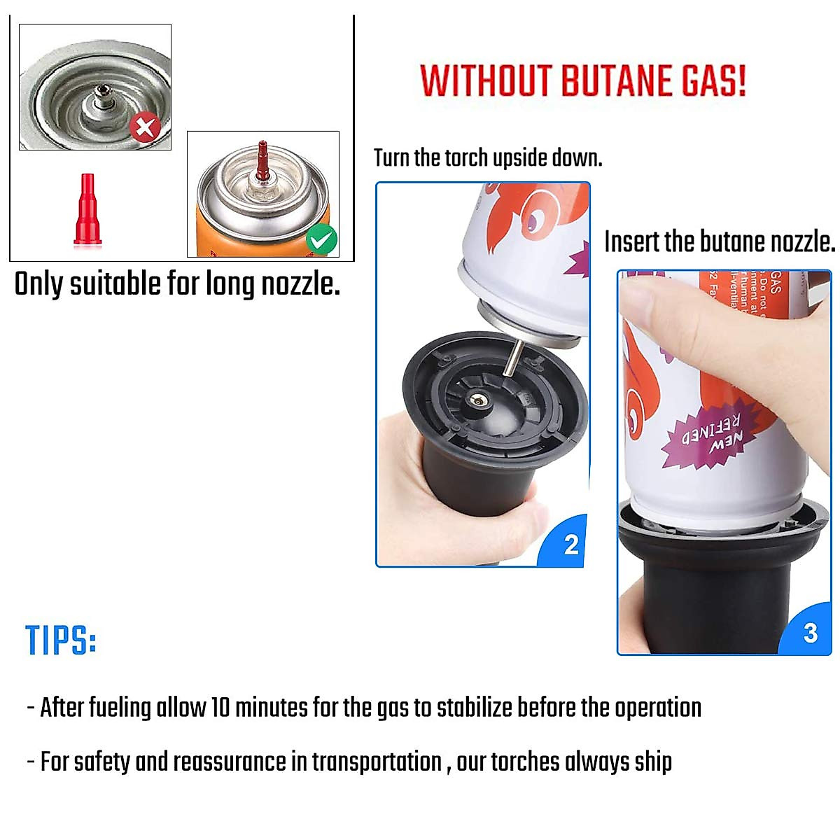 Butane Torch, JUN-L Big Blow Torch Refillable Cooking Torch Lighter, Adjustable Flame for Desserts, BBQ, Soldering with Safety Lock (Butane Gas Not Included) (Black)