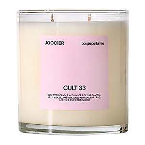 JOOCIER | Cult 33 Candle-Sandalwood, Papyrus, Leather, Cedarwood | Santal 33 Fragrance Inspired Candle 10 oz 70+ Hour Burn time Double Wick Luxury Home Fragrance Scented Candle Home décor Non Toxic