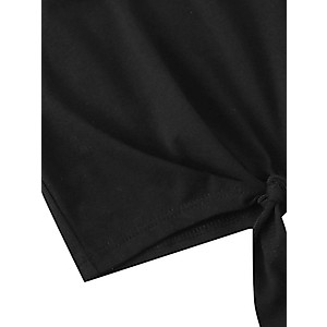 OYOANGLE Girl's 2 Piece Outfits Summer Tie Knot Tank Top and Paperbag Waist Striped Shorts Set Black and White 8Y