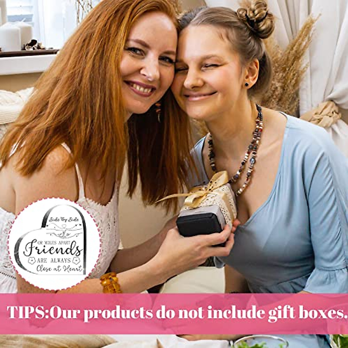 Friend Birthday Gifts for Women Keepsake Paperweight Friendship Gifts for Friends Acrylic Christmas Friends Gift with Quotes Side by Side or Miles Apart Friends Are Always Close at Heart (Flower)