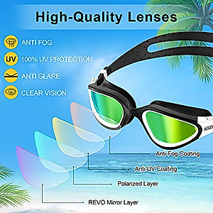 Aegend Polarized Swim Goggles, Swimming Goggles Anti-Glare Anti-Fog