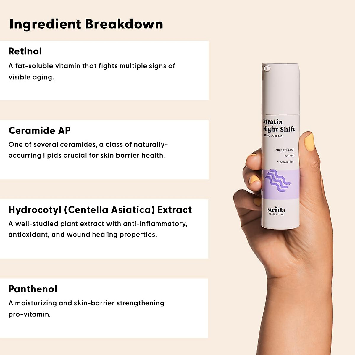 Stratia Night Shift - Age-Defying Night Cream with Encapsulated Retinol - Formulated for All Skin Types, 1.7 Fl Oz