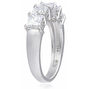 Amazon Essentials Platinum-Plated Sterling Silver Princess-Cut 5-Stone Ring made with Infinite Elements Cubic Zirconia (2 cttw), Size 6, (previously Amazon Collection)