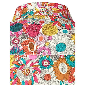 JOGAL Mens Floral Dress Shirt Long Sleeve Casual Button Down Printed Flower Shirts Beige Multicolor Large