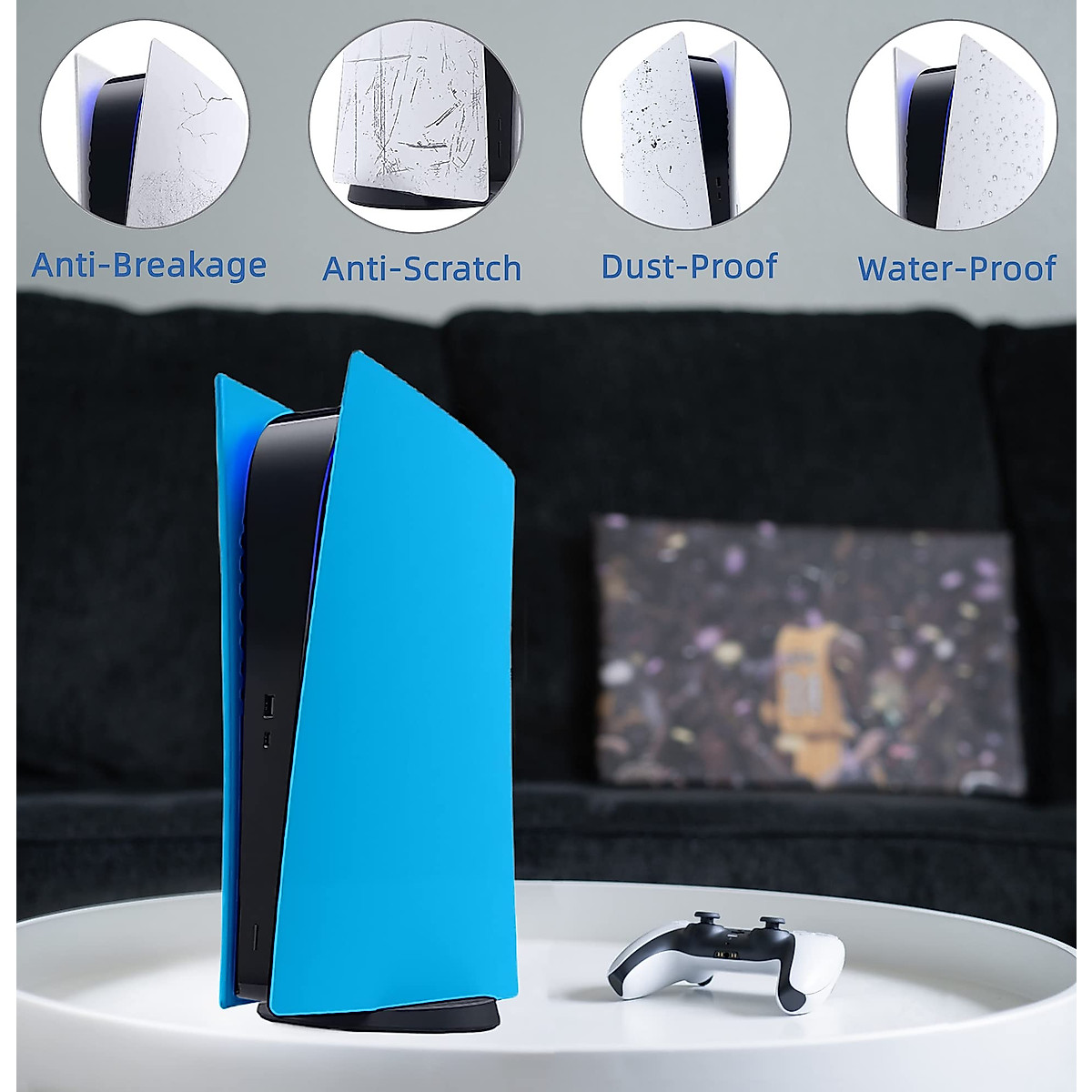 Digital Edition Face Plates Cover Skins Shell Panels for PS5 Console, Accessories for Playstation 5 Protective Replacement Faceplates (Starlight Blue)