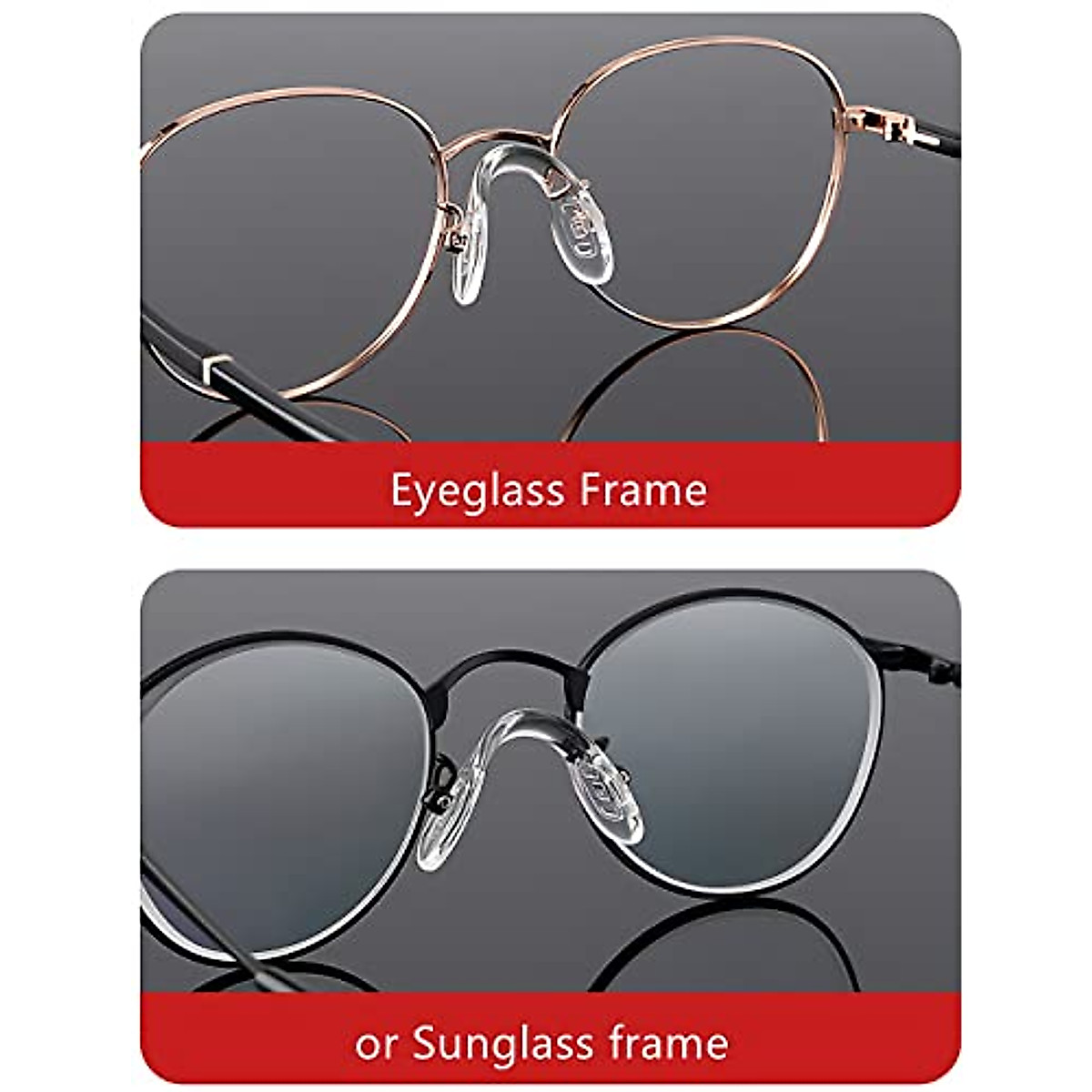 Eyeglasses Nose Pads,BEHLINE Glasses Bridge Strap/Saddle Bridge,Soft Silicone Anti-Slip Replacement Nosepads,Screw-in Eyeglasses Nose Piece for Eye Glasses Sunglass Eyewear Optical (Large-Adult)