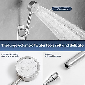 Handheld Shower Head Set High Pressure Stainless Steel High Flow Hand Shower Head with 59 Inch Hose and Bracket Brushed Finish