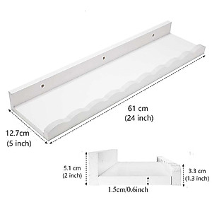 Generic Set of 2 - White Floating Shelves, Picture Ledge Shelf for Wall Decor and Storage - Perfect for Books, Photo Frames, Kitchen Spice Rack, Natural Wood, FT052024