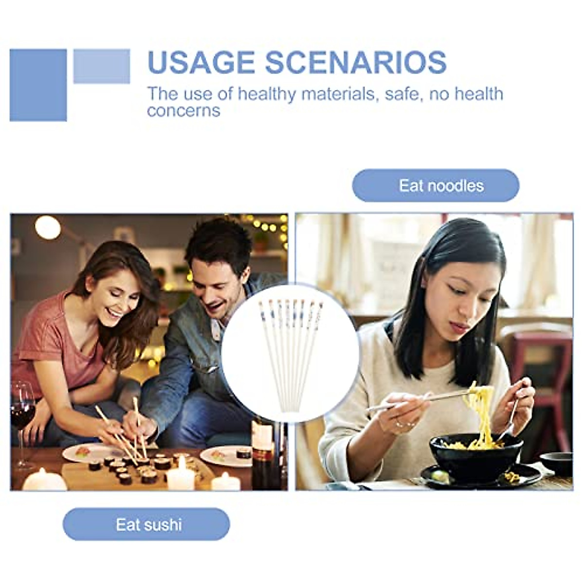 Luxshiny Metal Chopsticks Ceramic Chopsticks 4Pairs Square Japanese Style Non- Slip Cooking Serving Chopsticks Reusable Sushi Chopsticks Kitchen Supplies for Restaurant Home Use Japanese Decor