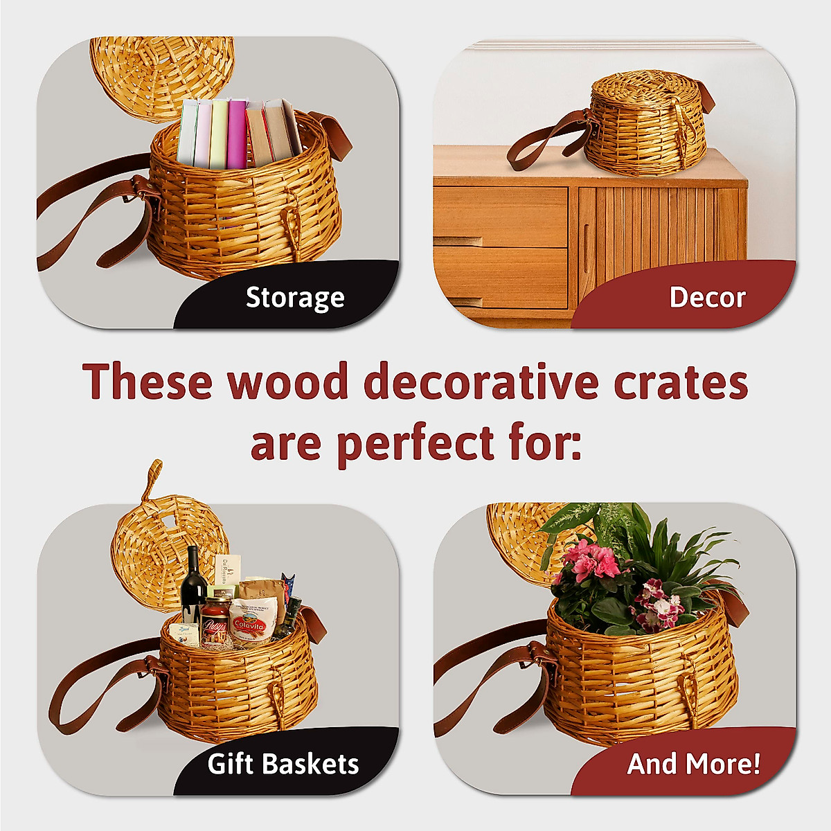 wald imports Willow Creel - Rattan Basket - Woven Baskets for Storage - Decorative Wicker Baskets