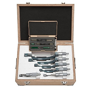 Mitutoyo 103-907-40 Outside Micrometer Set with Standards, 0-6" Range, 0.0001" Resolution, 6 Pieces