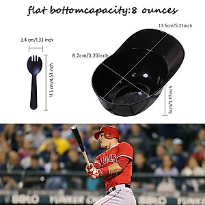 EliteZ Ice Cream Bowls, 30 Count Baseball Helmet Ice Cream Snack Bowl Dessert Bowl Tableware with 50 Disposable Scoops for Party Supplies (Black)