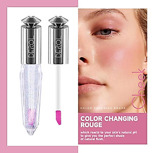 NewBang Moisturizing Blush Rouge Color Changing Liquid Blush Oil for Cheek and Lips Tint Rubor Lip Gloss Multi Use Transparent Magic Ph Blusher Clear Blusher Gel Waterproof Glossy Shiny Finish Makeup