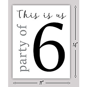 Party of 6 Wall Decor (Unframed 11x14 inch Farmhouse Print, Party of 6 Sign, Farmhouse Decor, Party of 6 Family Sign, This Is Us Art, Party of 6, Growing Family Gifts)