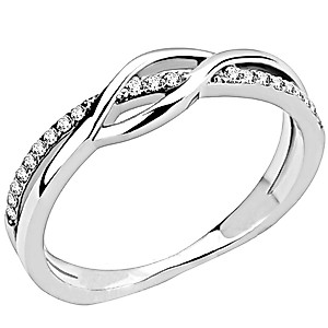 Jude Jewelers Stainless Steel Waved Knot Engagement Wedding Promise Anniversary Statement Ring (Silver Clear, 8)