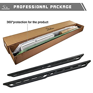 IRONBISON Running Boards Fit 2007-2018 Chevy Silverado/GMC Sierra 1500 | 2007-2019 Silverado/Sierra 2500/3500 Crew Cab Heavy Duty Side Steps Steel Nerf Bars Step Rails Heavy Texture Black 2pcs