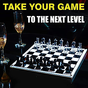 YoBa Acrylic Chess Game Board Set, Portable Chess Board Game, Modern Tabletop Chess Set for Adults & Kids