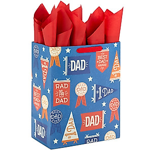 Hallmark 13" Large Gift Bag with Tissue Paper (Rad Dad, Best Dad Ever) for Birthdays, Father's Day, Congratulations, Thank You