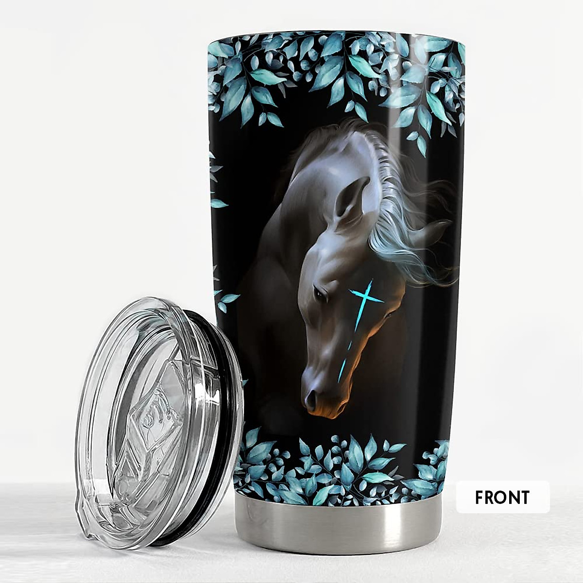 SANDJEST Horse Tumbler Jesus And Horses 20oz Tumblers with Lid Gift for Women Horse Lovers Girl Best Friends Christmas Birthday