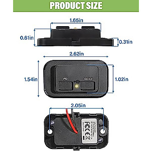 ESEWALAS 12V/24V USB Outlet,Dual PD3.0 Type-C (USB C) & Quick Charge QC3.0 USB-A Port Panel Mount,Car Charge Adapter 12V Quick Car Charger Socket Power Outlet,Car USB Socket (2PCS)