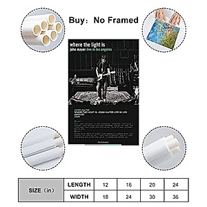 ADNACO Where The Light Is By John Mayer Poster Canvas Poster Wall Decorative Art Painting Living Room Bedroom Decoration Gift Unframe-style12x18inch(30x45cm)
