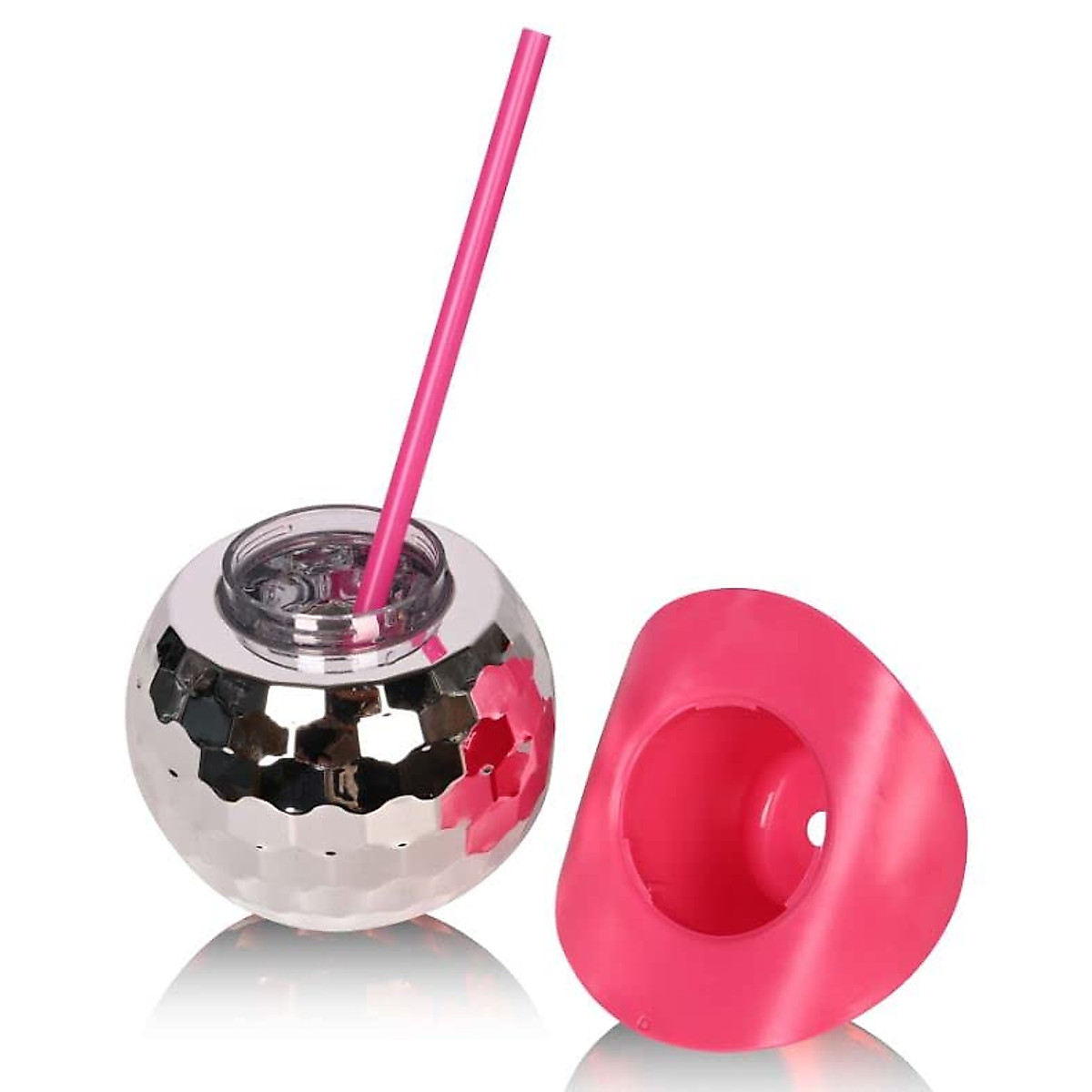 thepinkcow Hot Pink Cowboy Hat Disco Ball Cups, Glitter Shiny Cocktail Tumbler, Space Cowboy Cowgirl Birthday Bachelorette Western Themed Party Decorations Supplies, Rodeo Party Cups, Set of 8