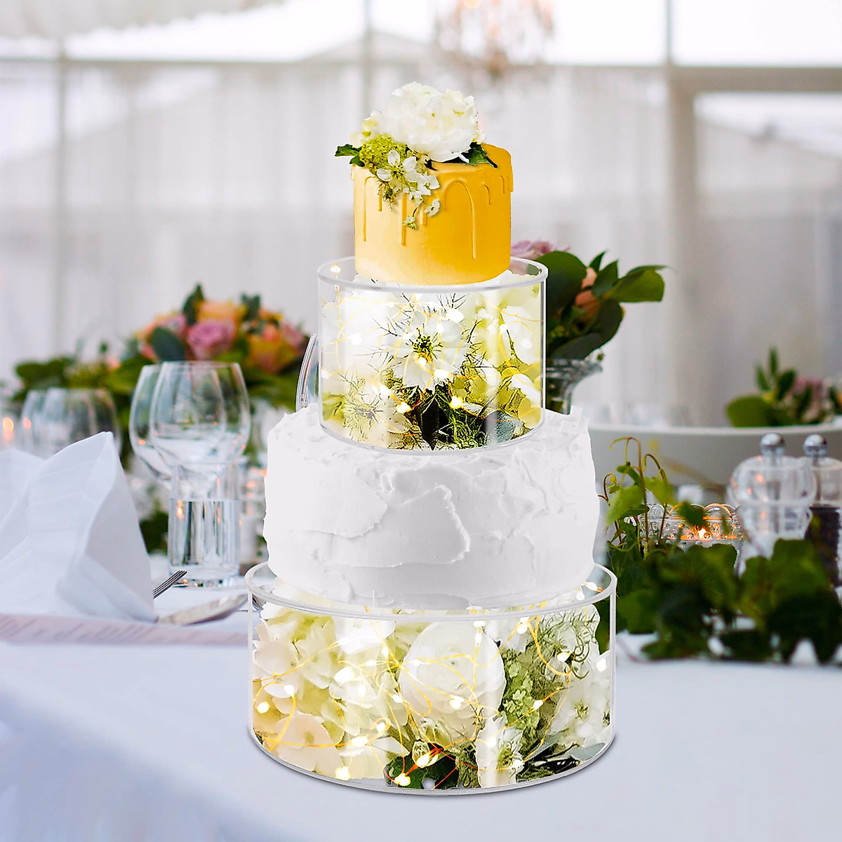 Royxen 2 Pack Clear Acrylic Cake Stand 10 Inch Cake Riser Round Cake Display Stand, 10x4 Inch, 6x4 Inch for Weding, Birthday Party