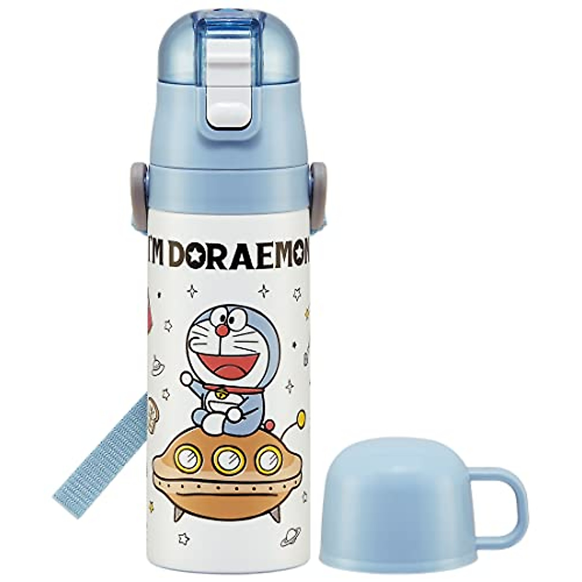 Skater SKDC4-A Children's 2-Way Stainless Steel Kids Water Bottle with Cup, 15.2 fl oz (430 ml), I'm Doraemon, Sanrio, Girls
