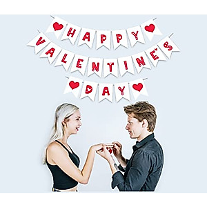 Happy Valentines Day Banner - Bunting Banner - Heart Signs - Love Banner - Valentines Day Photo Prop - Candy Heart Valentine Banner - Mantel Decor Valentines - Pre Assembled Proposal Banner