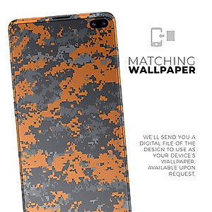 DesignSkinz Bright Orange and Gray Digital Camouflage Protective Vinyl Decal Wrap Skin Cover Compatible with The Samsung Galaxy S20 (Screen Trim & Back Glass Skin)