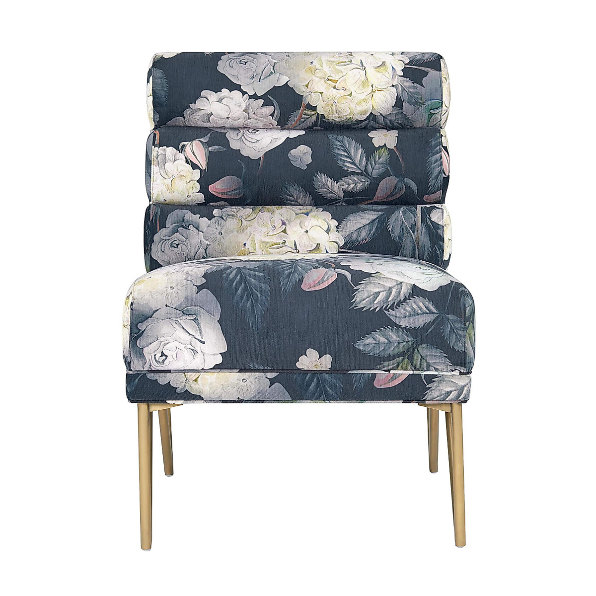 TOV Furniture Kelly Contemporary Channel Tufted Home Office Accent Chair, 24", Floral