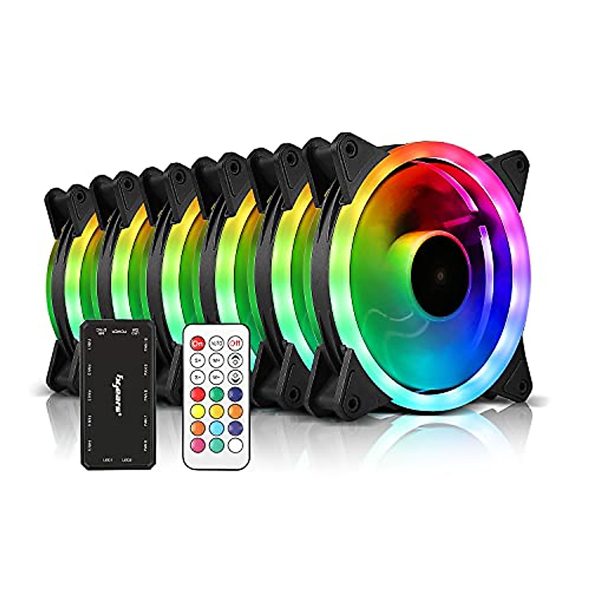 Bgears b-Voguish-RGB Gaming PC ATX case, Include: 6 x 120mm ARGB Fans, 1 x 10 Fans Controller, 1 x Remote Controller, USB3.0, Support up to EATX Motherboard, Support Graphic Card up to 380mm Long