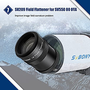 SVBONY SV550 Telescope, 80mm F6 APO Triplet Refractor OTA, Bundle with SV209 Field Flattener, 1.0X Flattener Corrects The Field, for Deep Sky Astrophotography
