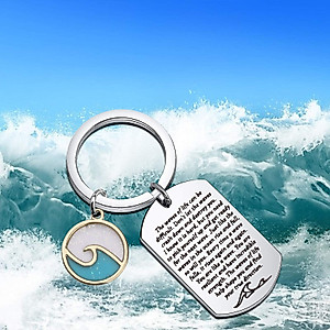 UJIMS Inspirational Quote Gift Ocean Wave Keychain The Waves Of Life Can Be Difficult Encouragement Jewelry for Her (Ocean Wave Keychain)