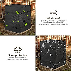 SORALEK Air Conditioner Cover for Outside Units, Universal Size, Black, Waterproof, Fits up to 21 x 16 x 15 inches